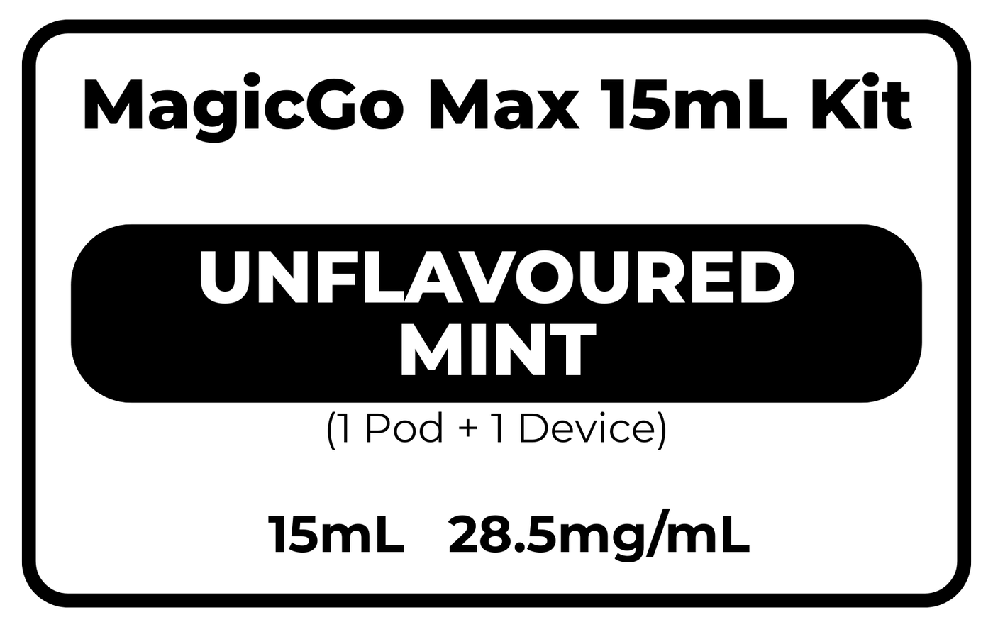 MagicGo Max Kit 15mL Unflavoured Mint 28.5mg/mL